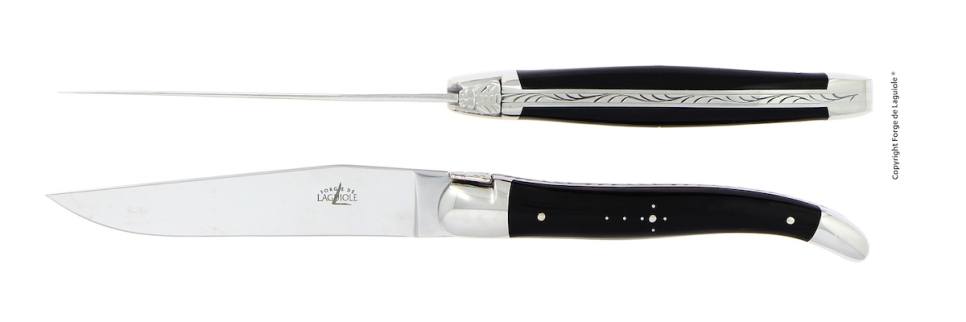 To kniver, skaft i mørkt horn, polert, Tradition - Forge de Laguiole ...