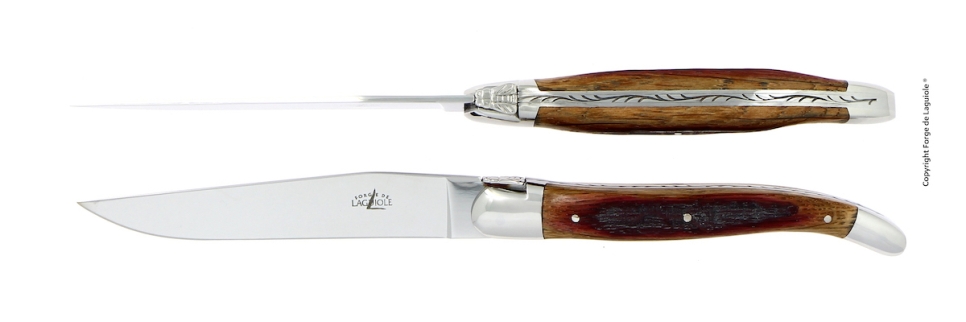 To kniver, håndtak i eiketre, polert, Tradition - Forge de Laguiole ...